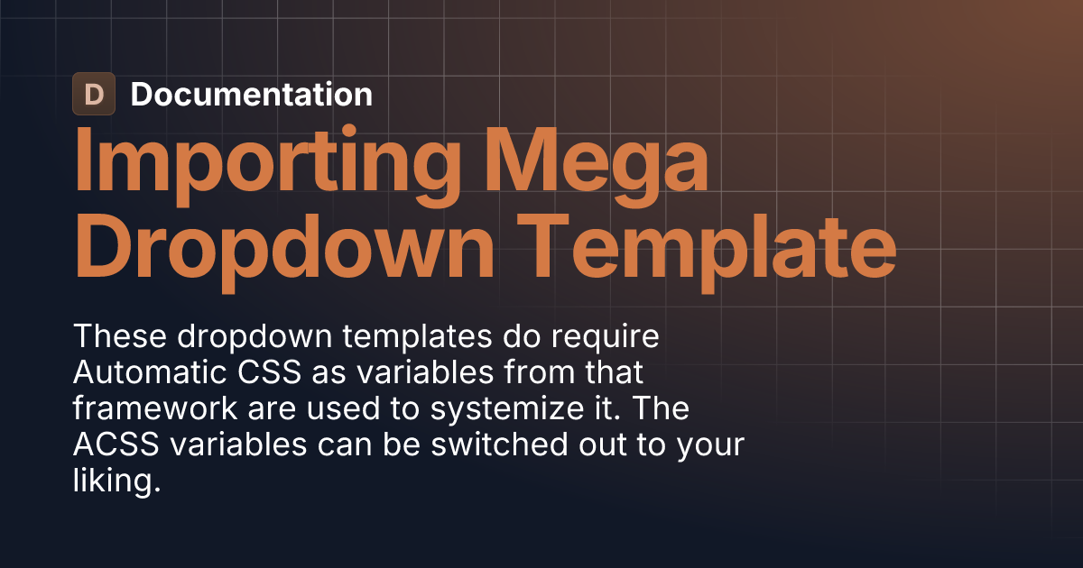 Importing Mega Dropdown Template | Documentation